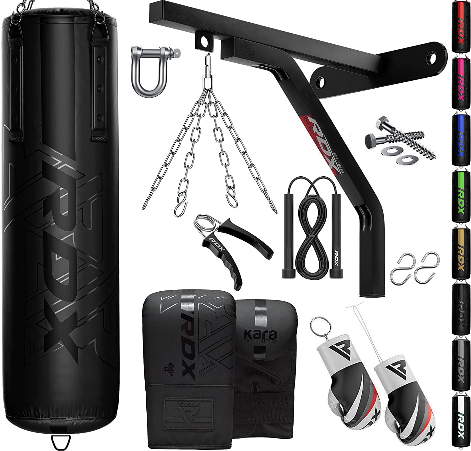 RDX 17 Piece Punching Bag Anti Swing Heavy Filled Boxing Bag Set, Non ...