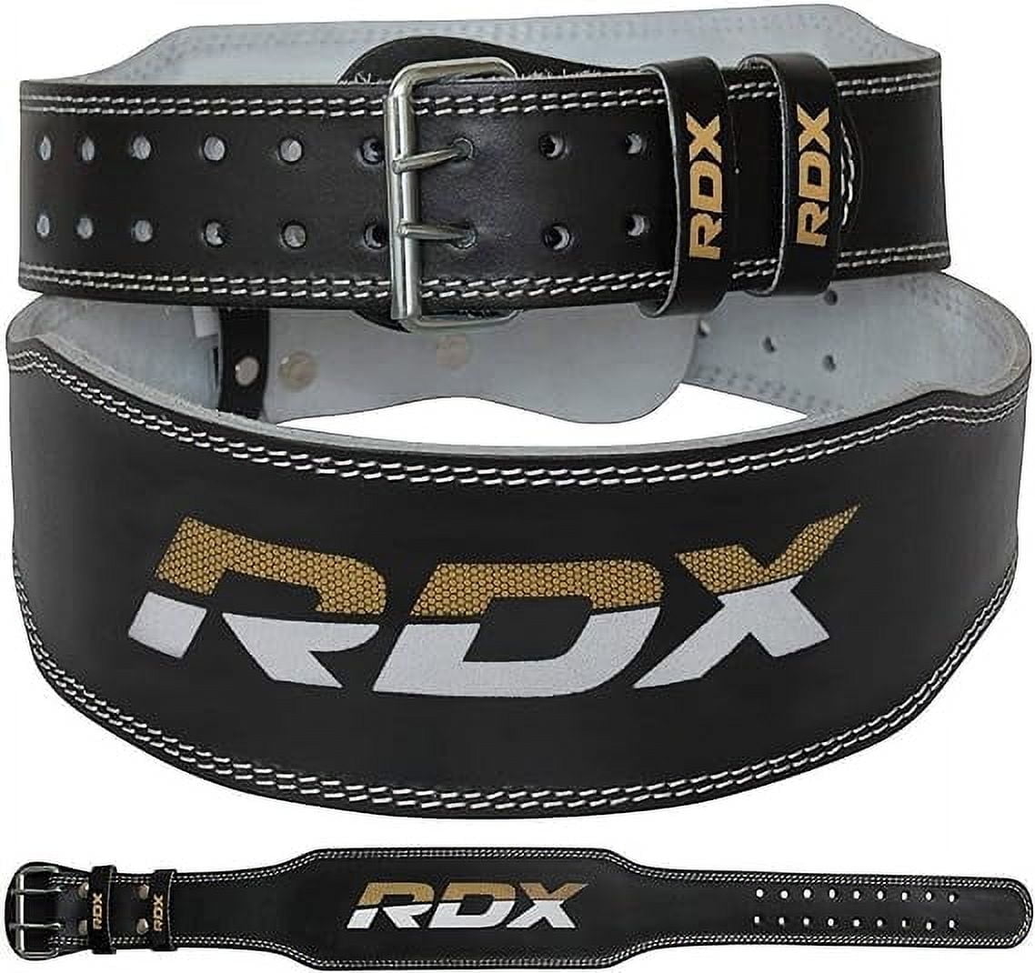 RDX Gym Power Weightlifting Leather Belt, 4 Inch, Carbon Fiber Padded ...