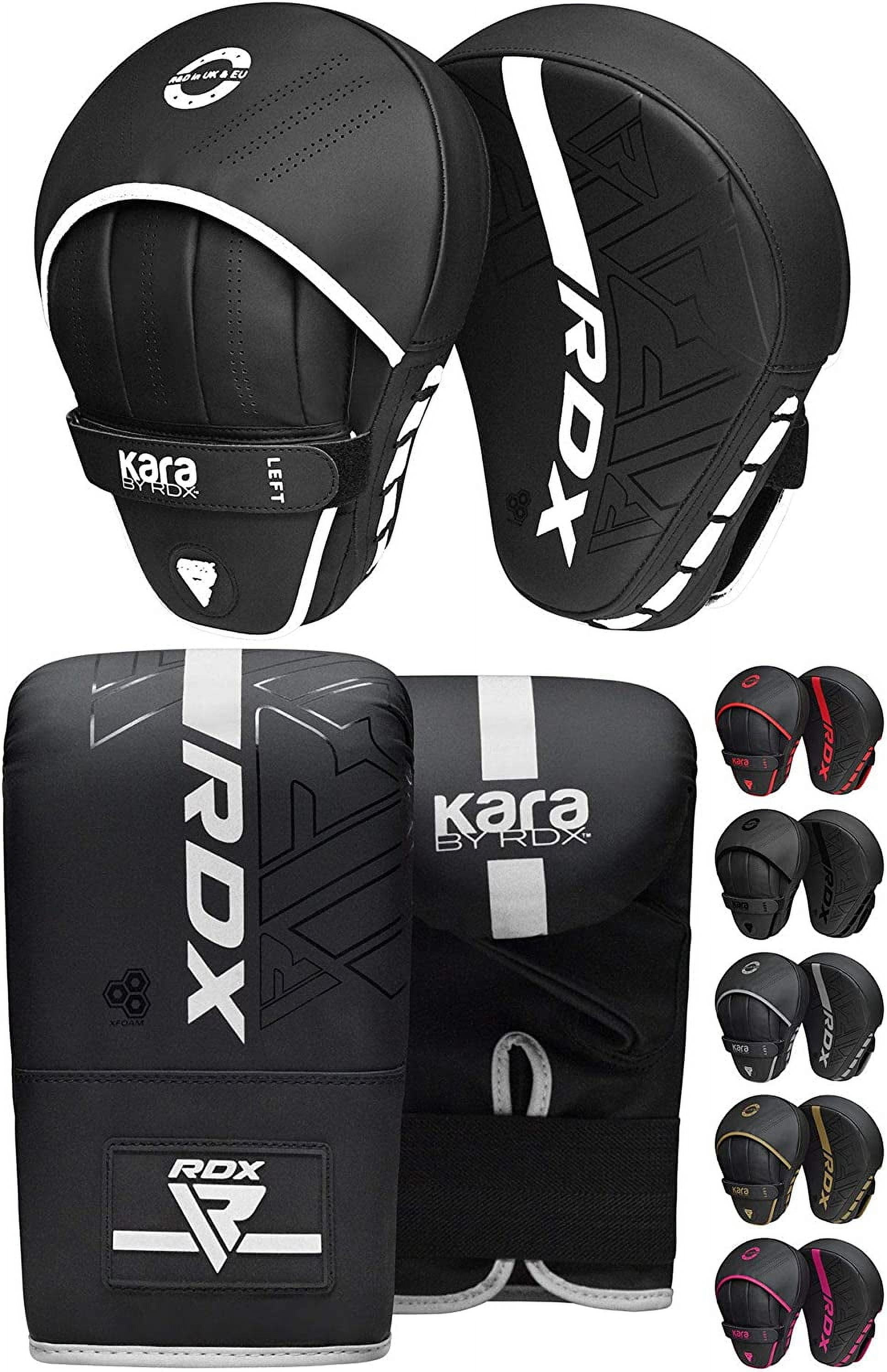 RDX Boxing Pads and Bag Gloves Set, Maya Hide Leather Kara Hook and Jab Training Pads, Curved ...