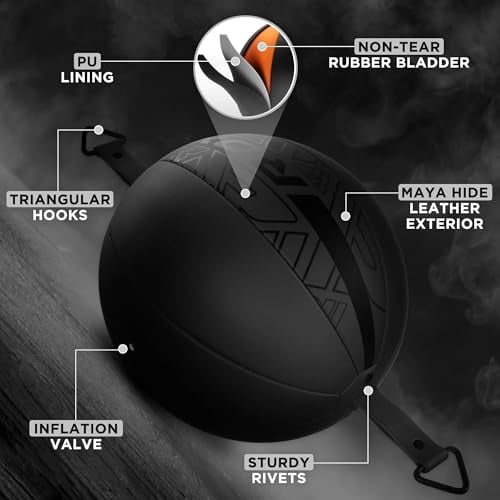 RDX Double End Bag Boxing, 70CM Reflex Speed Ball with 48” Stretchable Bungee Cord, Maya Hide ...