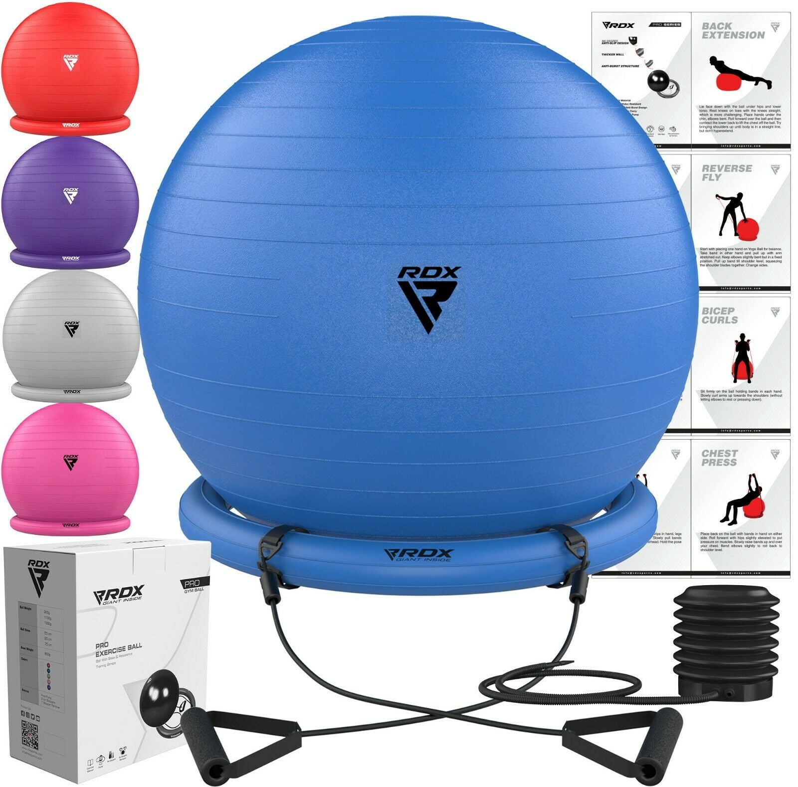 RDX 65cm Non Slip Inflatable Exercise Ball for Yoga, Pilates, and ...