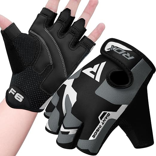 RDX Fingerless Weight Lifting Gloves, Spandex, Anti-Slip, Durable, Gray ...