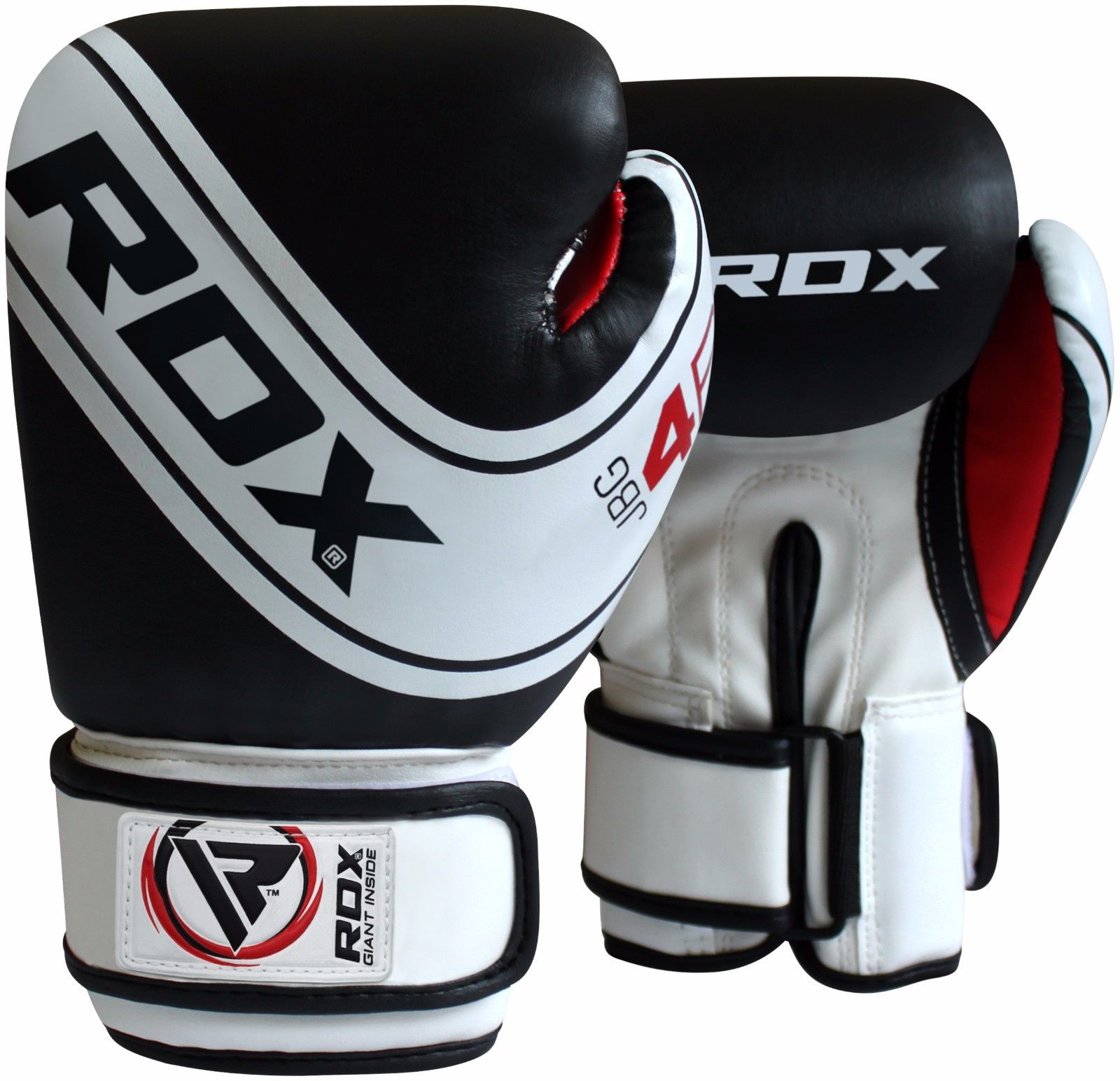 RDX Boxing Gloves , Leather Mitts, Kickboxing Fighting, Black/White ...