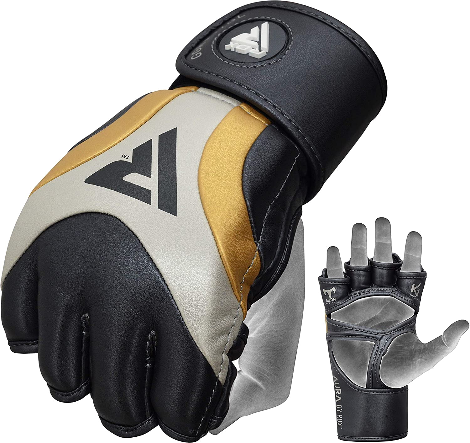 RDX MMA Gloves for Grappling Martial Arts, Open Palm Maya Hide Leather ...