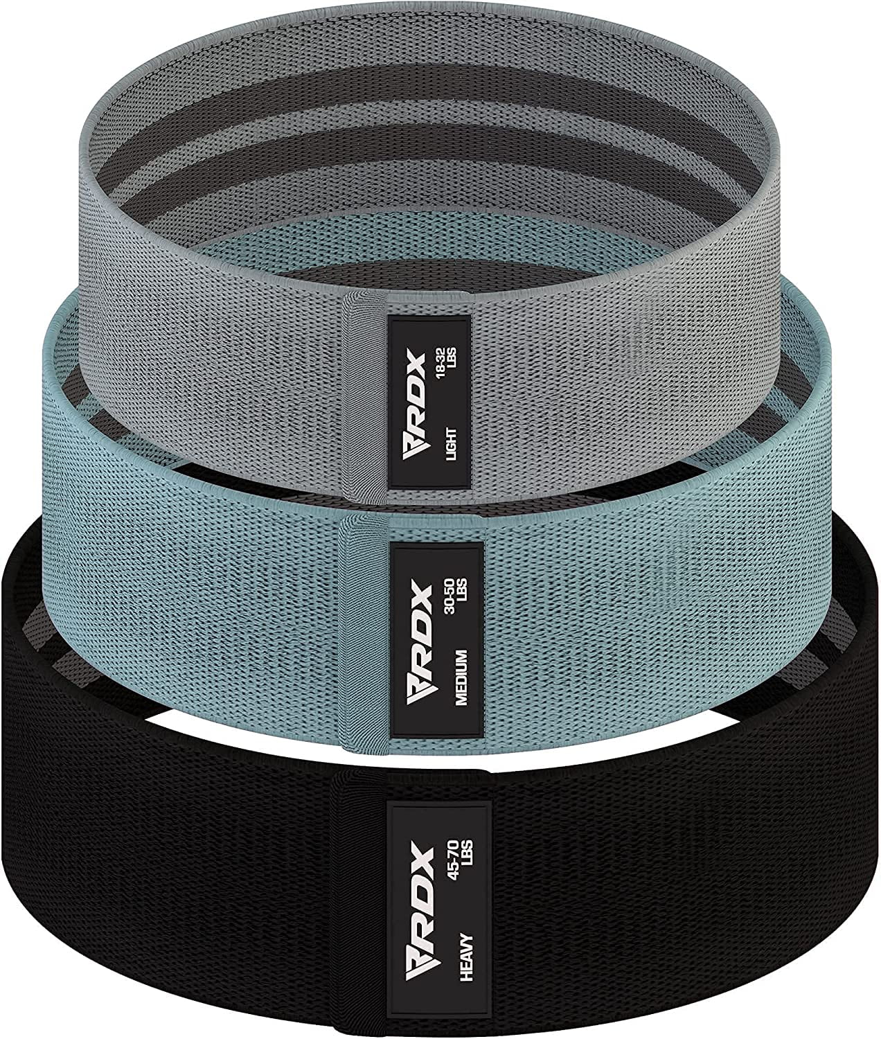 RDX Resistance Bands Set, 3 Levels Durable Poly-Cotton Fabric, Stretchy ...