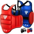 RDX TKD Chest Guard MMA Body Protector, Rib Shield Armor, Blue/Red, S/M ...