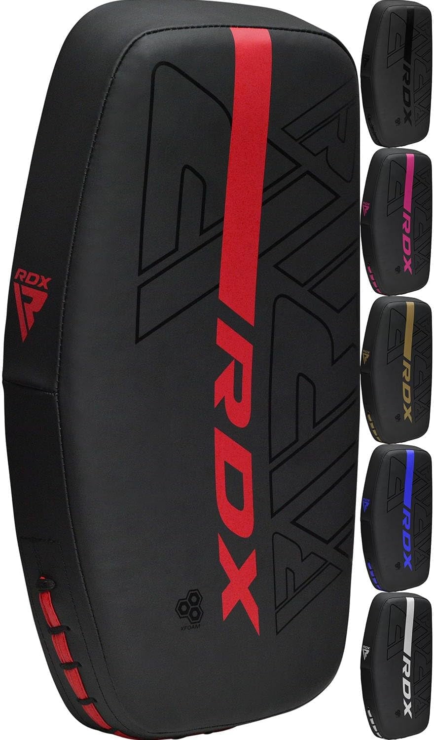 RDX Thai Pads Curved Kickboxing Muay Thai with Solid Handle Grip, Maya Hide Leather KARA Strike ...