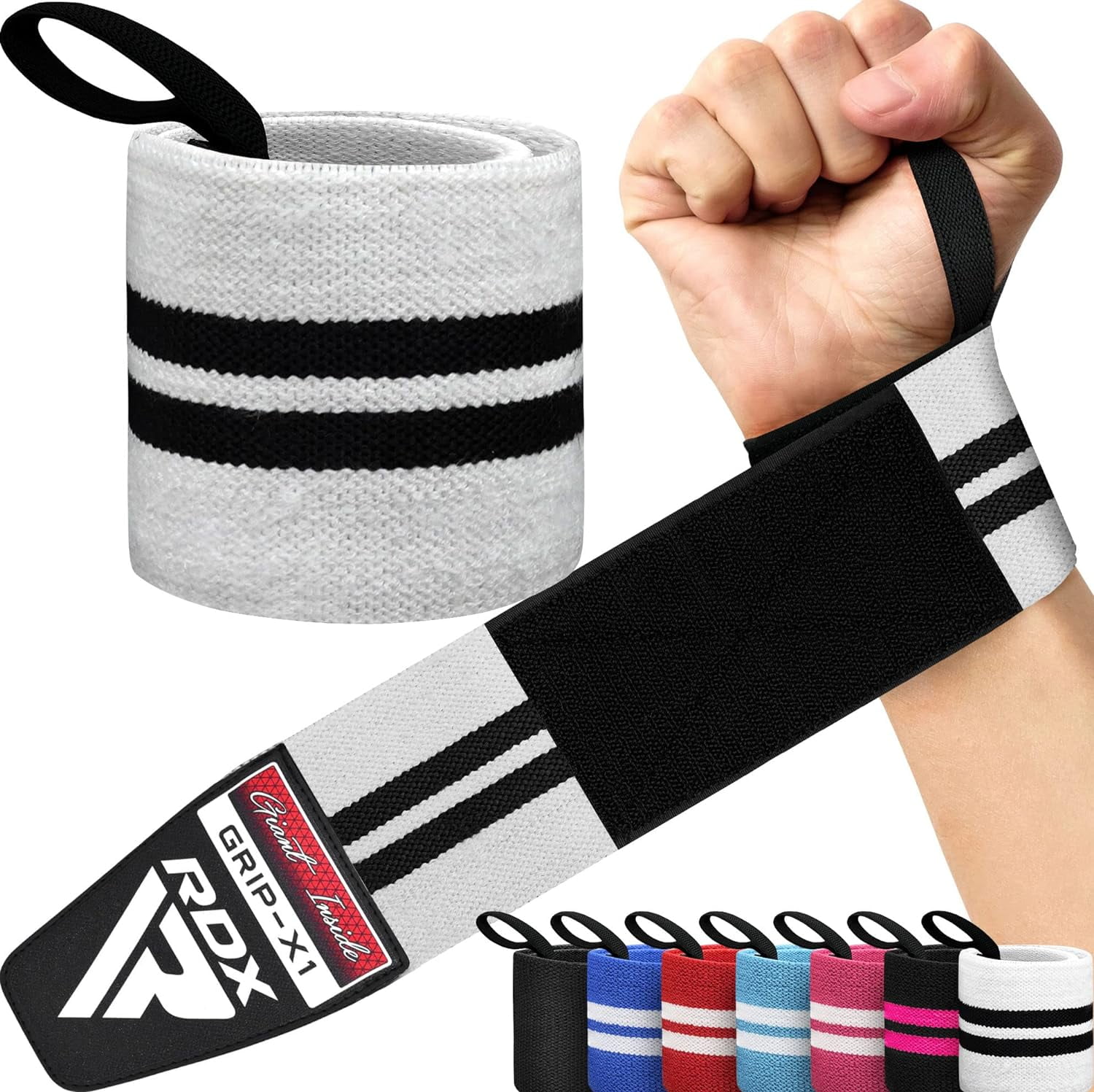 RDX Elasticated Pro 18 Cotton Weight Lifting Straps Unisex Black (2 ...