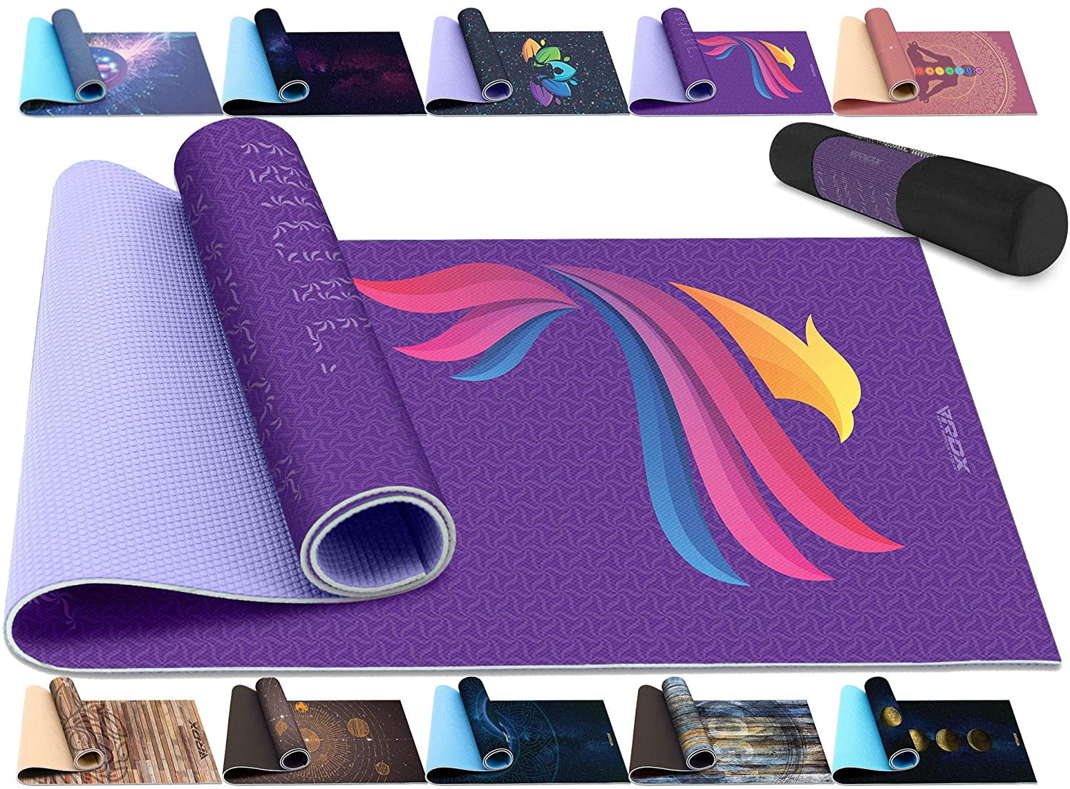 RDX 6mm Thick Yoga & Pilates Exercise Mat with Straps, Carry Bag, Non ...