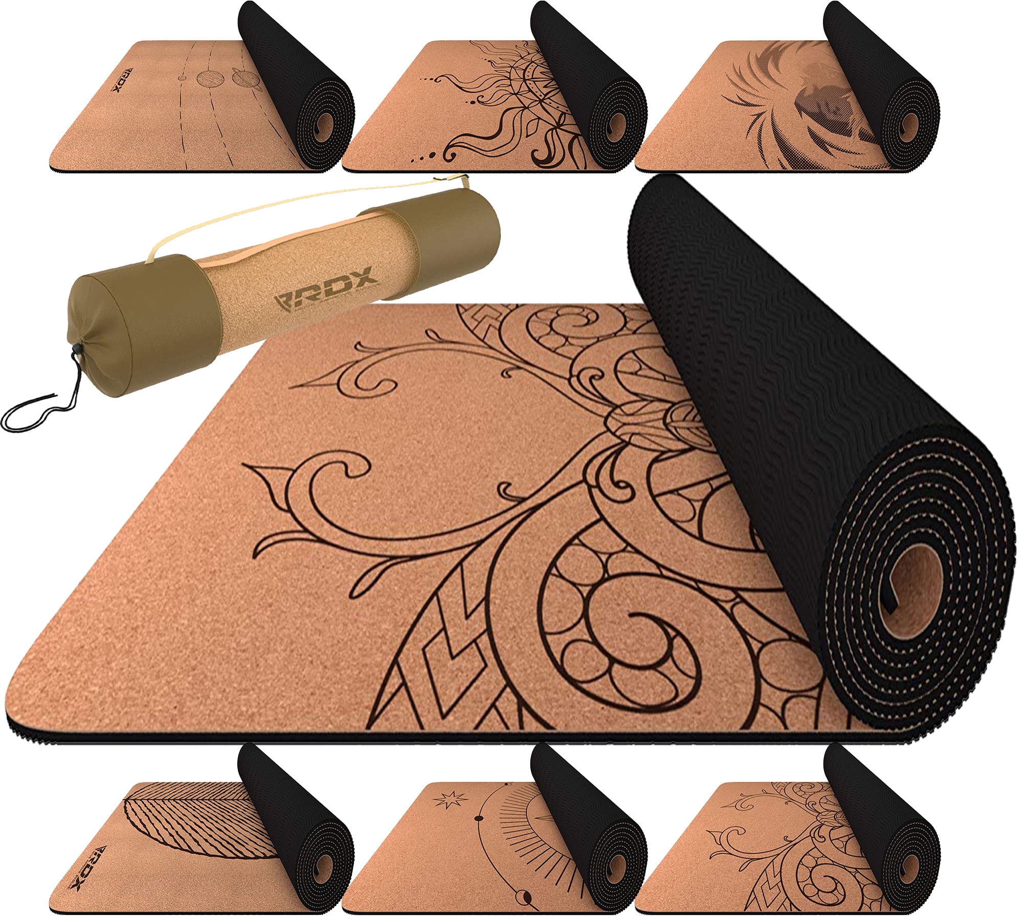 RDX Yoga Mat Cork with Carry Bag Straps, 6mm Thick Anti-Skid Eco ...