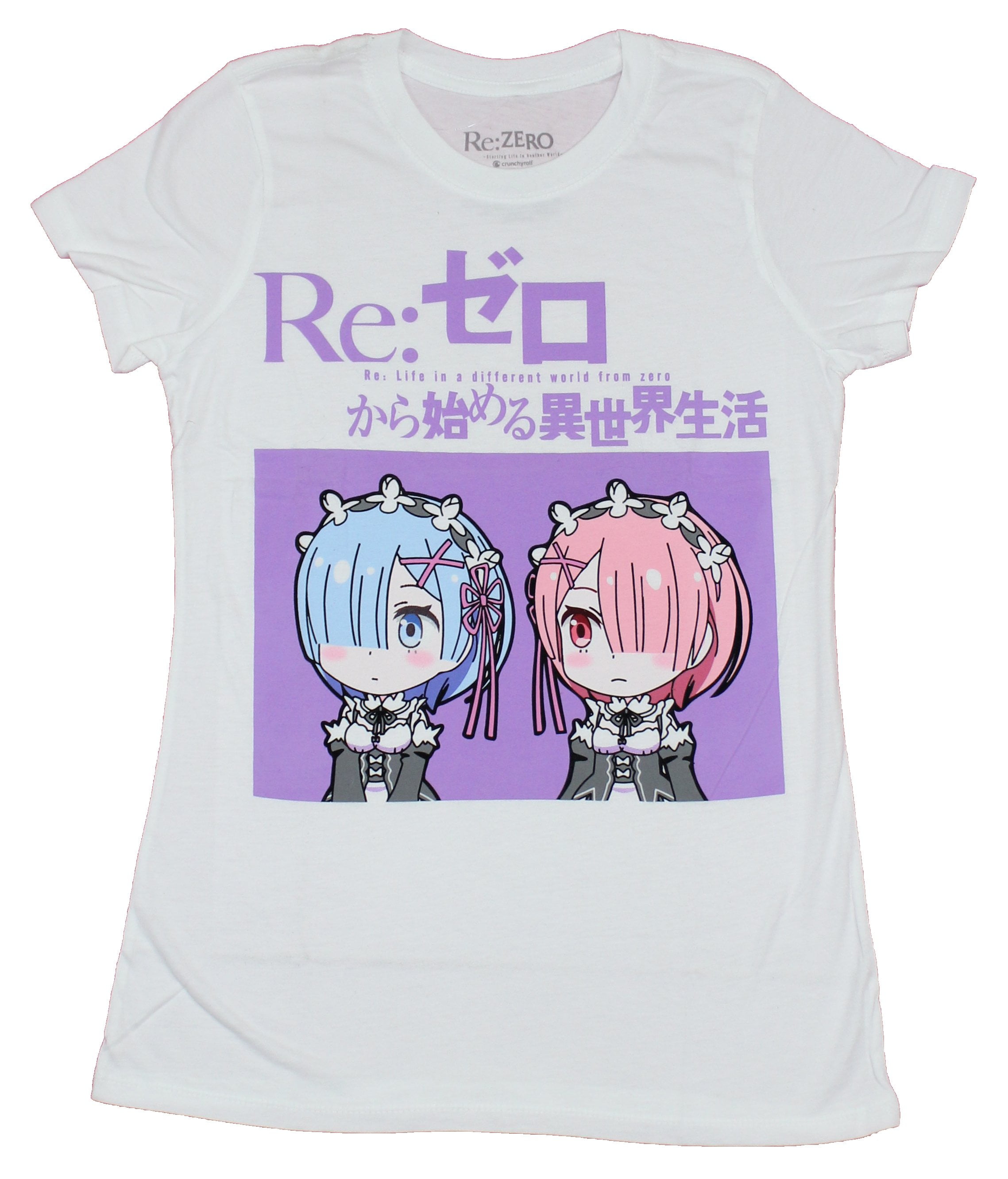 RE Zero Girls Juniors Mens T-Shirt - Chibi Style Twins Image (X-Small ...