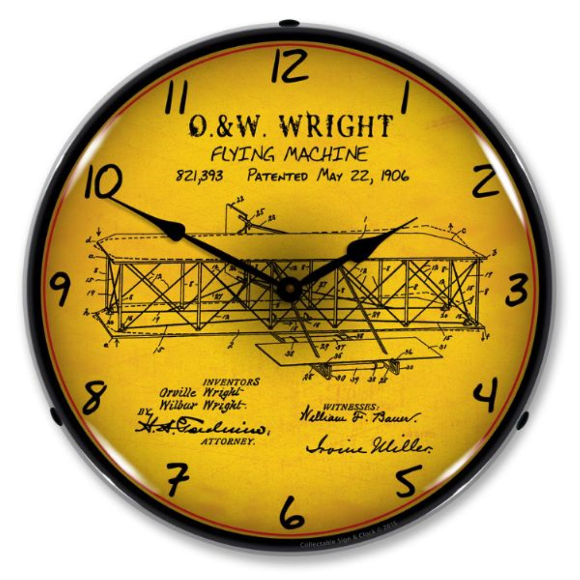 RE1508614 1906 Wright Flyer Patent clock - Made in USA - Walmart.com