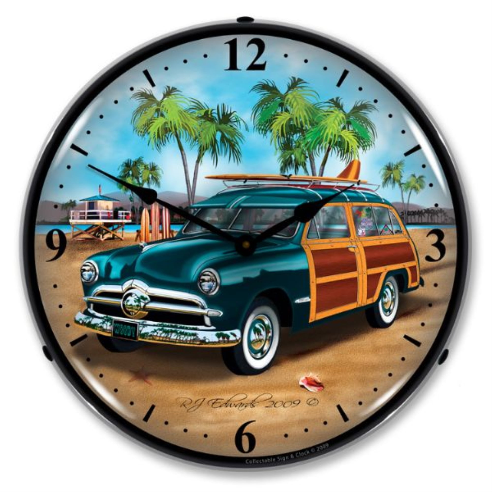 RE904207 Woodys Surfer Wagon clock - Made in USA - Walmart.com