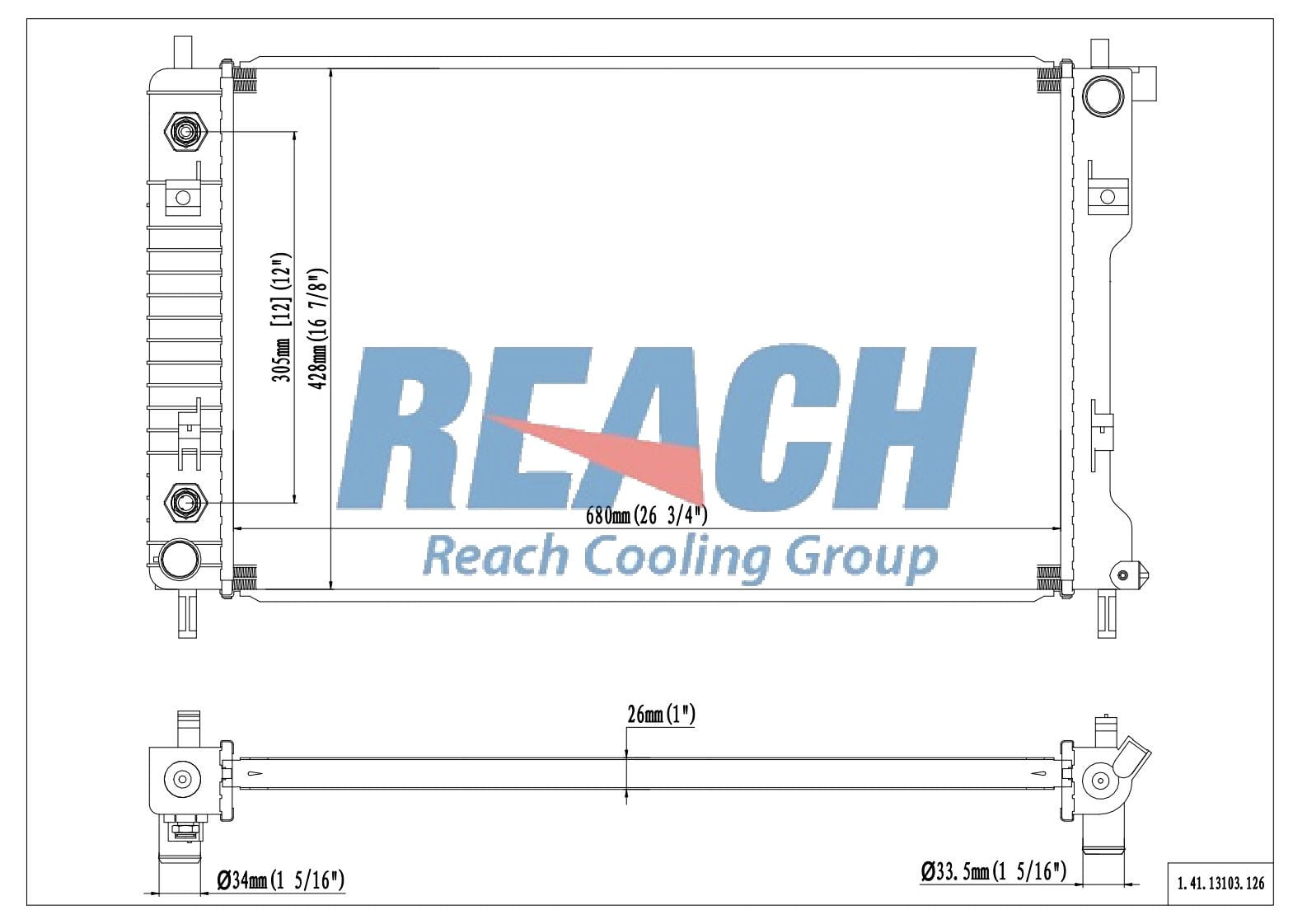 REACH 41-13103 Radiator for EQUINOX 08-15, TERRAIN 10-15, TORRENT 08-09 ...
