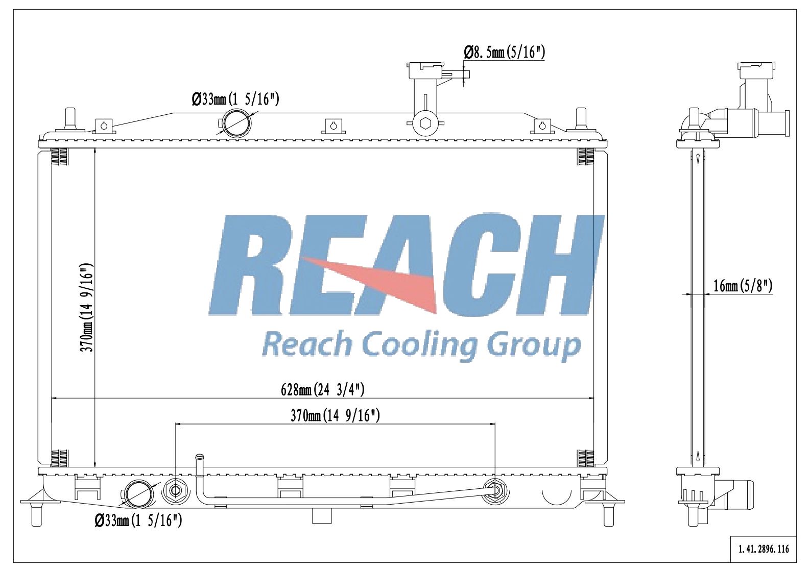 REACH 41-2896 Radiator for 10-06 Dodge Attitude; 06 Dodge Verna; 11-06 ...