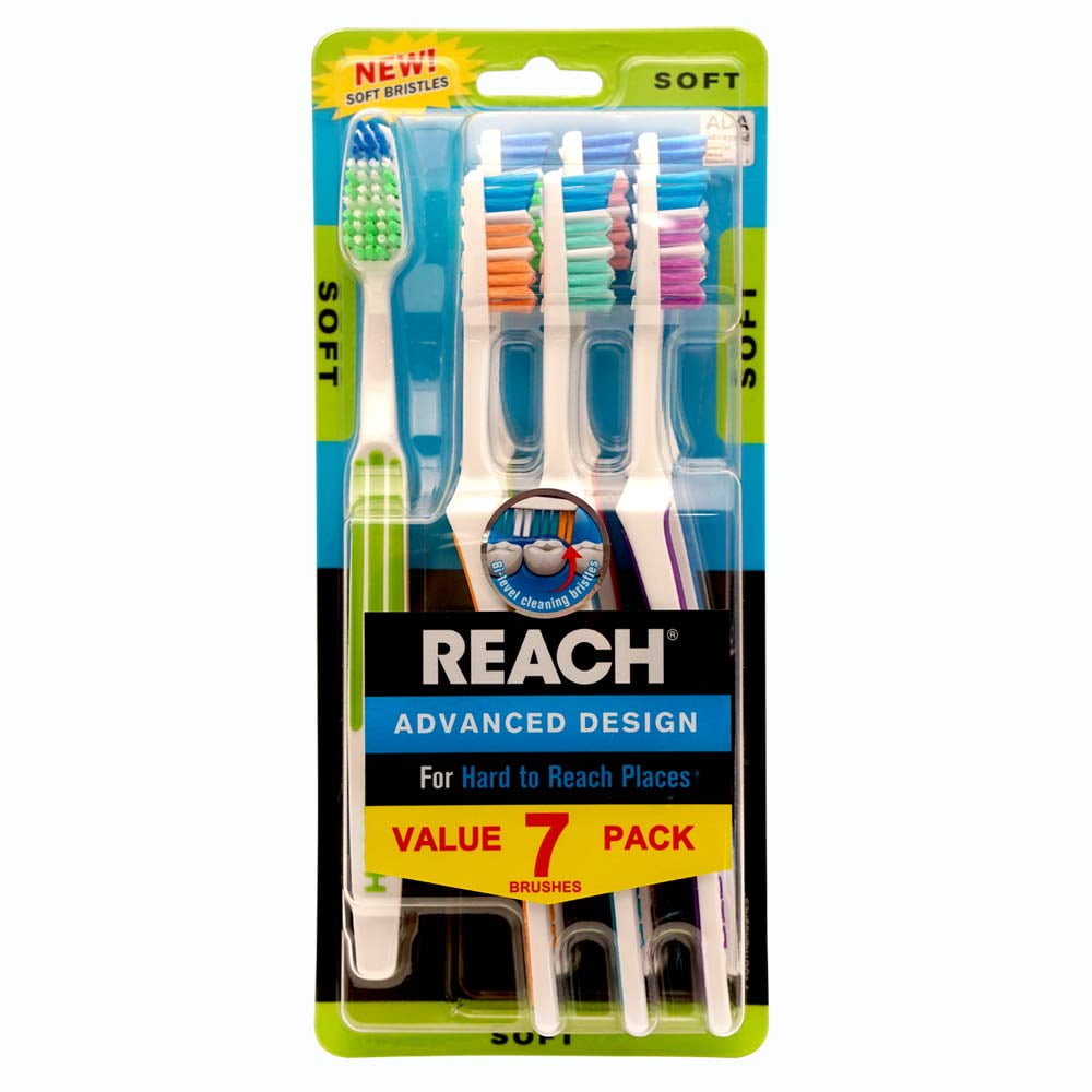 REACH Advanced Design Adult AIF4 Toothbrush, Soft, 7 Count - Walmart.com