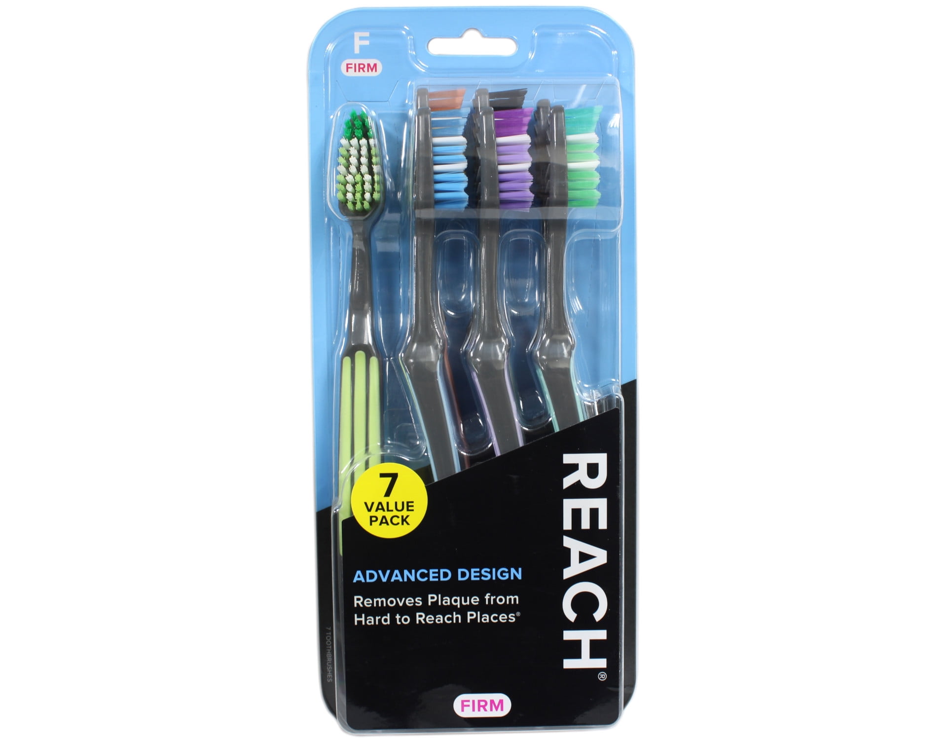REACH Multi-Pack Firm Head Toothbrush Value, Adult Advanced Design, 7 ...