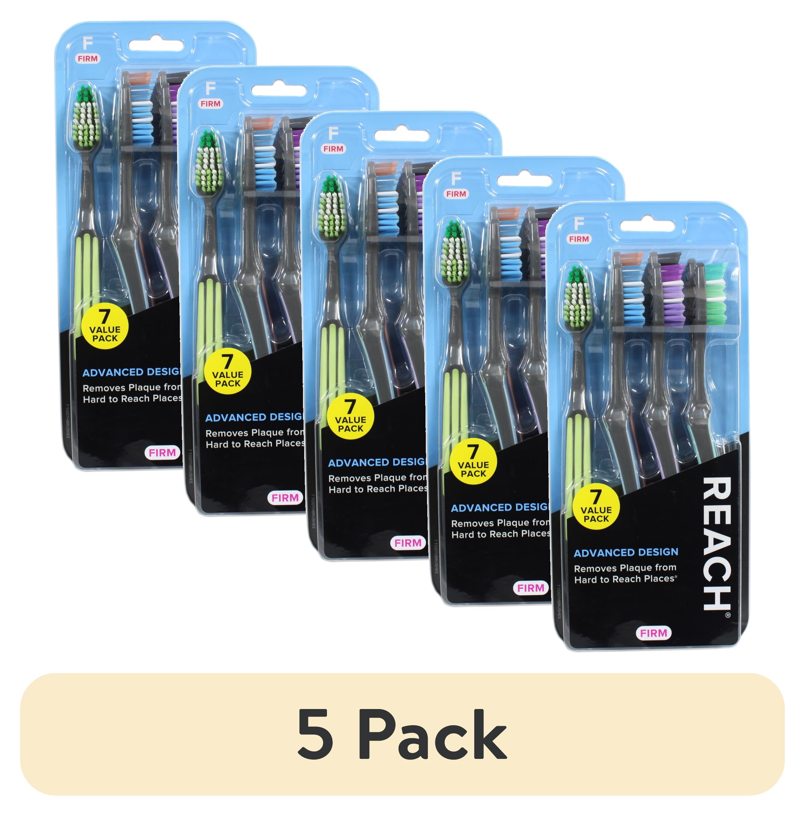 (5 pack) REACH Advanced Design Adult Toothbrush, Firm, 7 Count ...