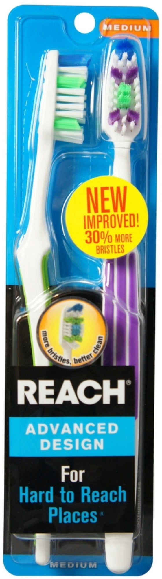 REACH Advanced Design Medium Full Head Toothbrushes 2 ea - Walmart.com