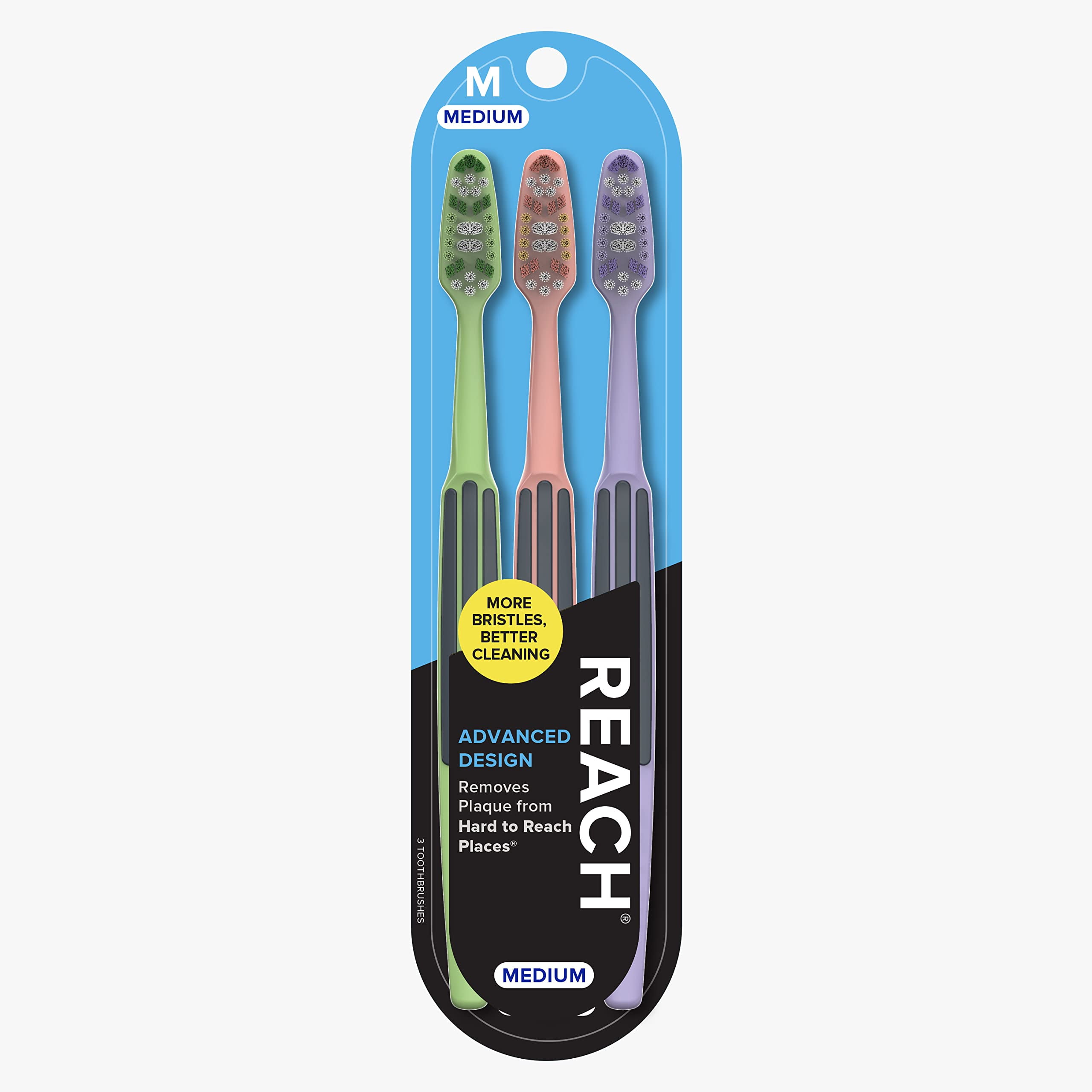 REACH Advanced Design Toothbrushes, MGF3 Medium, 2-Count - Walmart.com