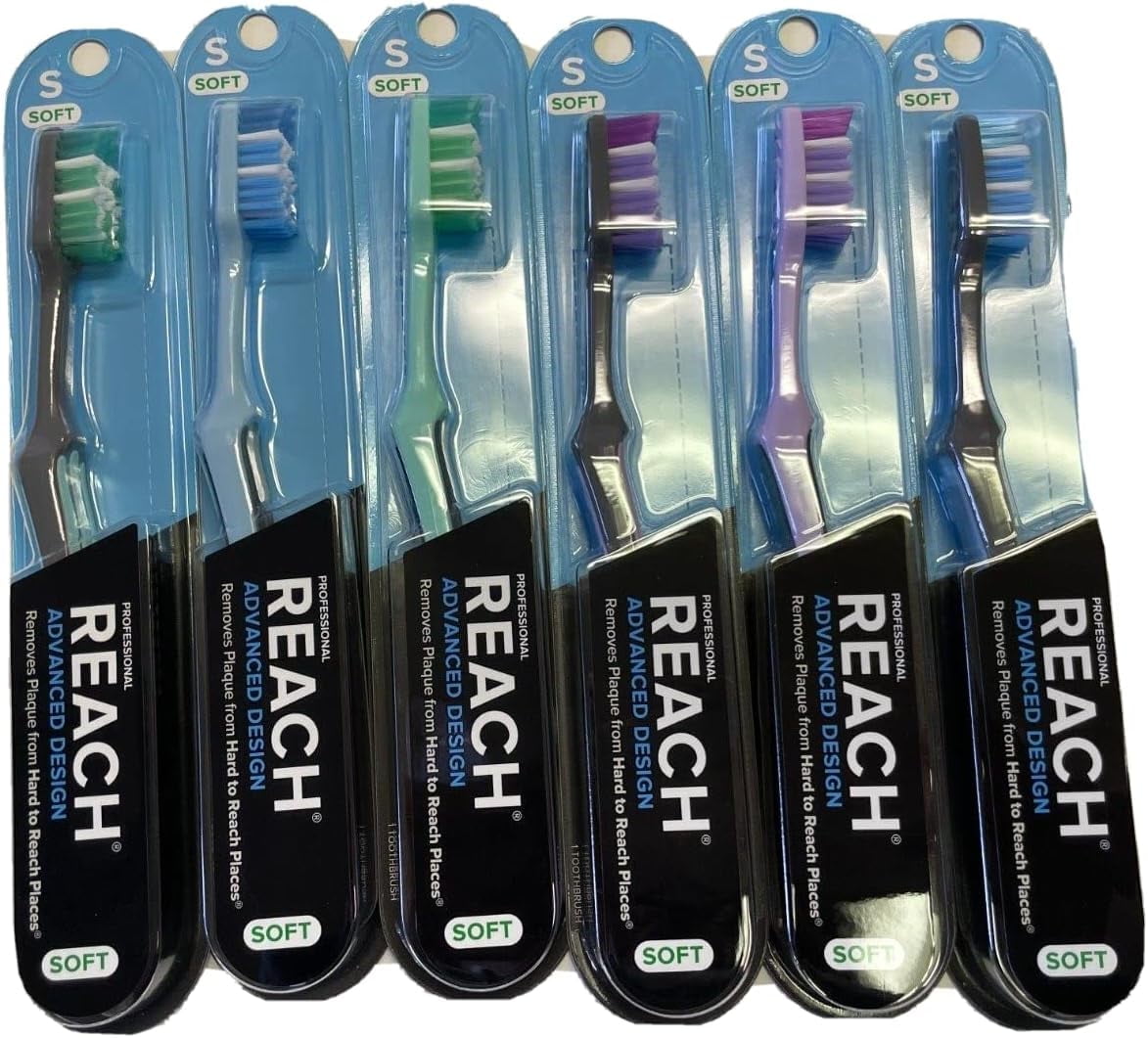 REACH Advanced Design Adult Toothbrushes, Soft Full Head, Value Pack of ...