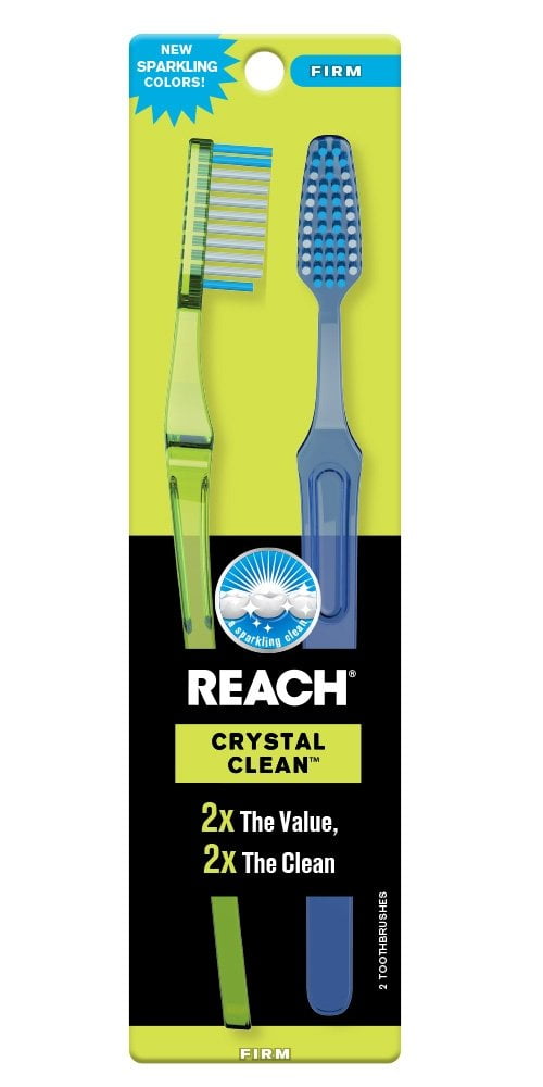 REACH Crystal Clean Adult Toothbrushes, Firm, Value Pack 2 ea (Pack of ...