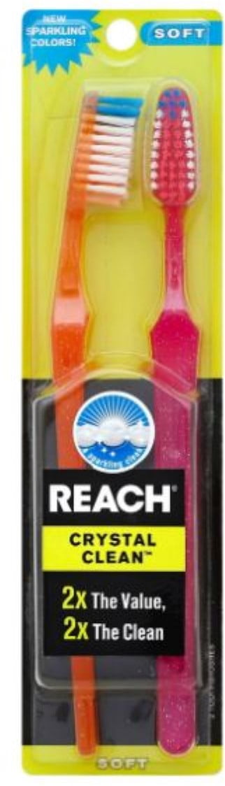 REACH Crystal Clean Value Pack Adult Toothbrushes, Soft 2 ea (Pack of 2 ...
