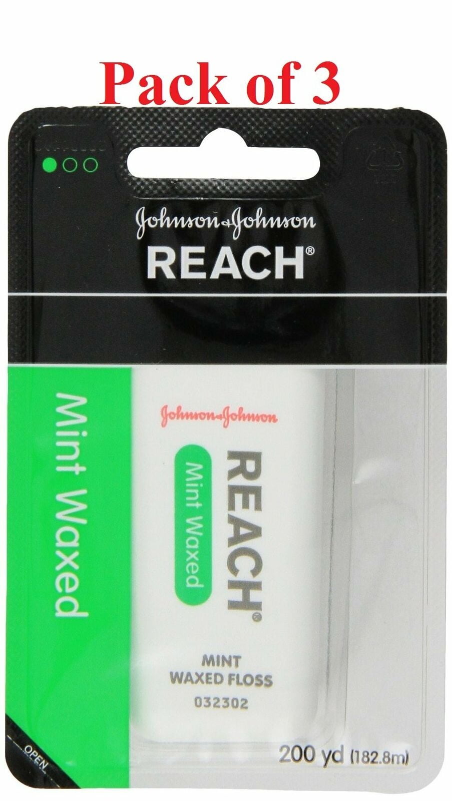Reach Mint Waxed Dental Floss, 200 Yards, Pack of 3, Plaque Removal ...