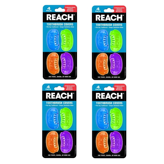 REACH BPA-Free Toothbrush Covers, 4 Colors, 4 Packs, Keeps Brush ...