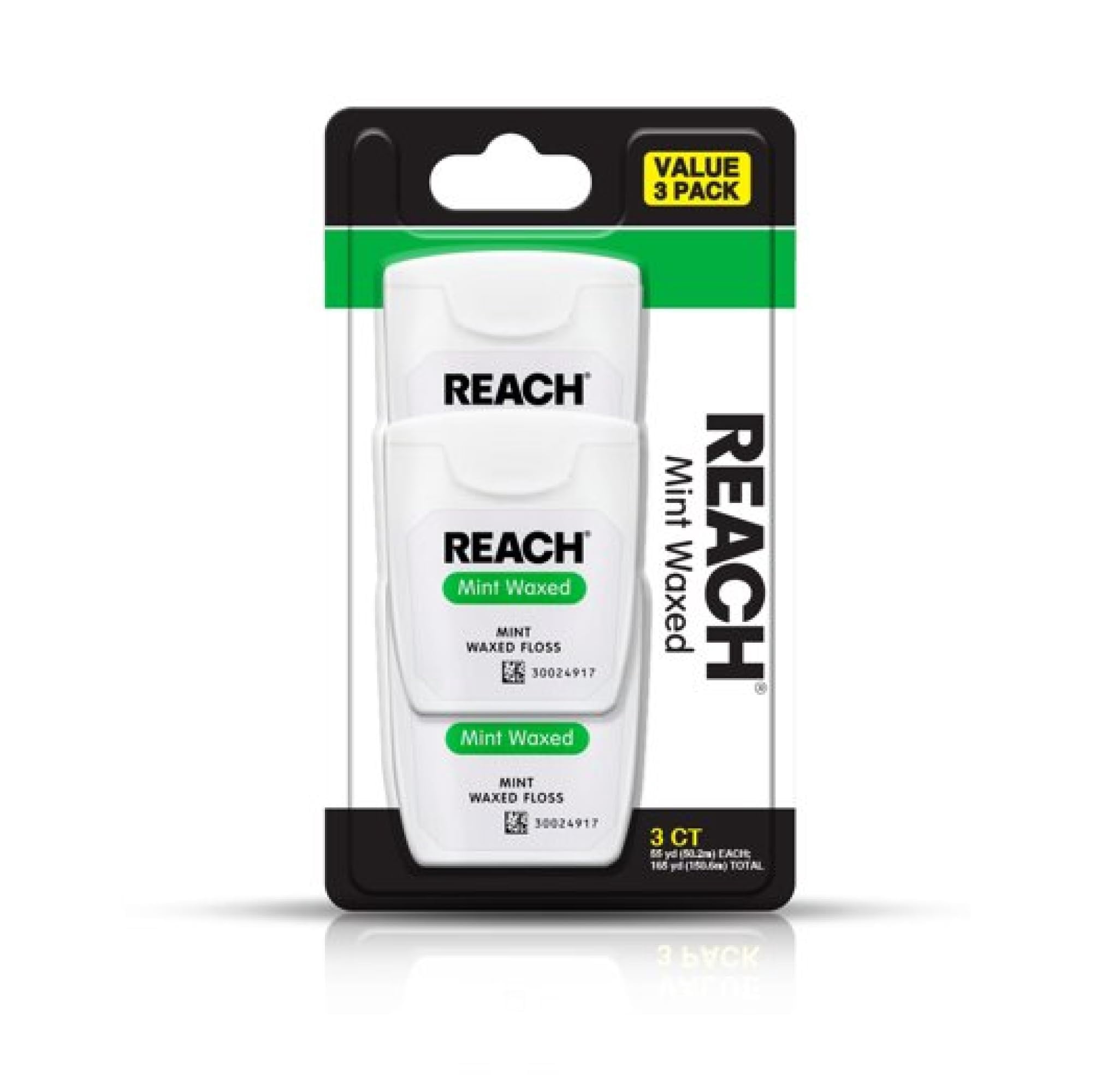 REACH Waxed Dental Floss, Mint, Plaque Remover for Teeth, Shred ...