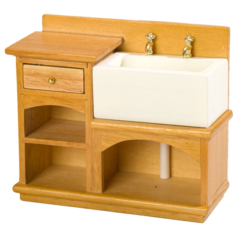 REACHISE 1/12 Scale Miniature Kitchen Sink with Cabinet for Dollhouse ...