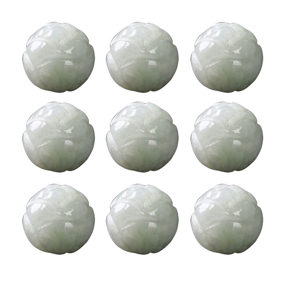 REACHISE 10pcs 10mm Natural Stone Lotus Shape Jade Beads for Jewelry ...
