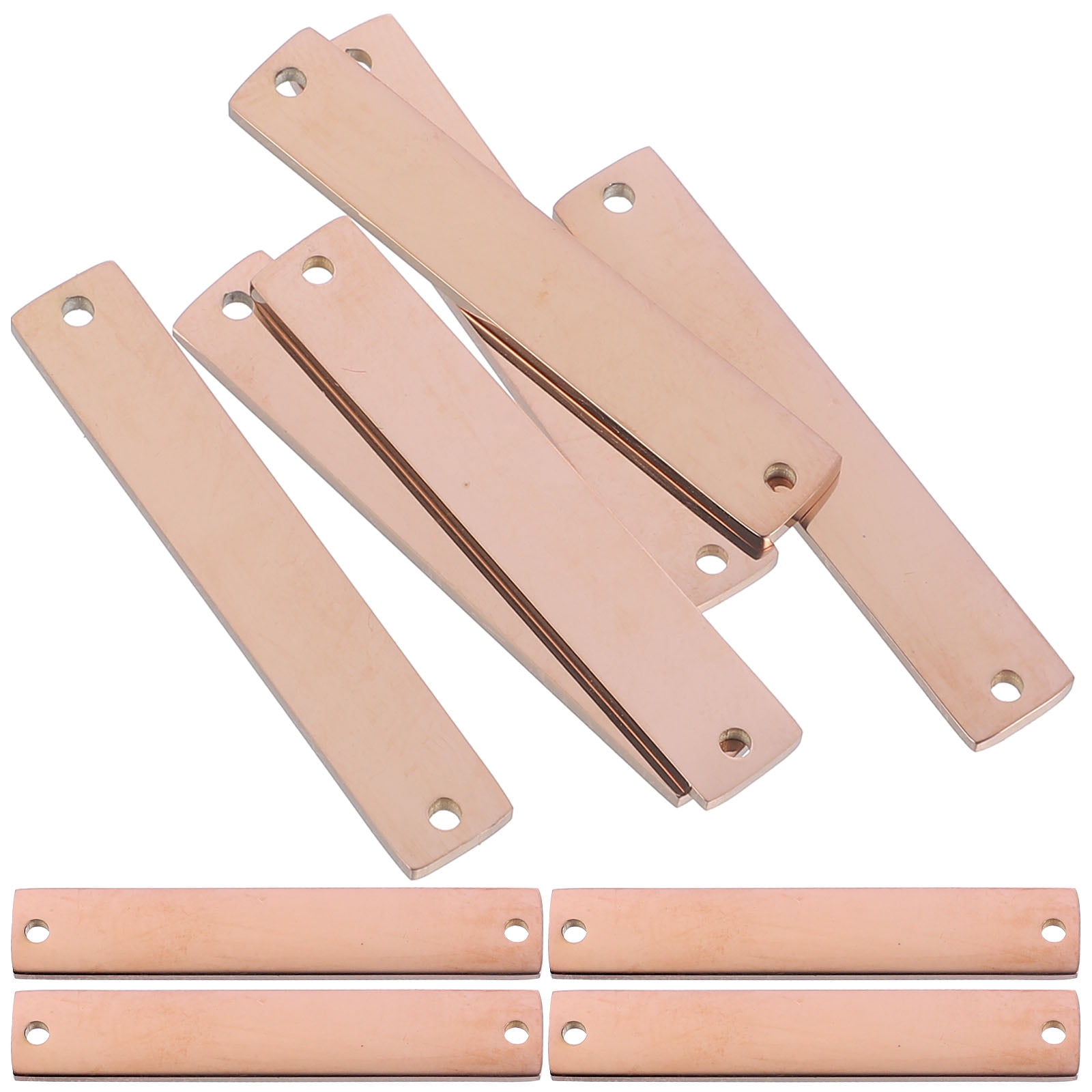 REACHISE 10pcs Rose Gold Stainless Steel Rectangle Name Plate Pendants ...