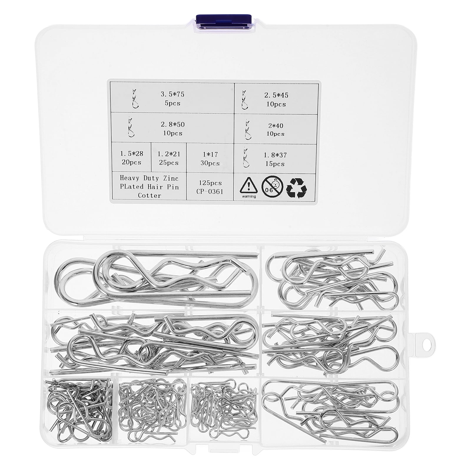 REACHISE 125pcs Cotter Pins Trailer Pin Clip Spring Fastener Hardware ...