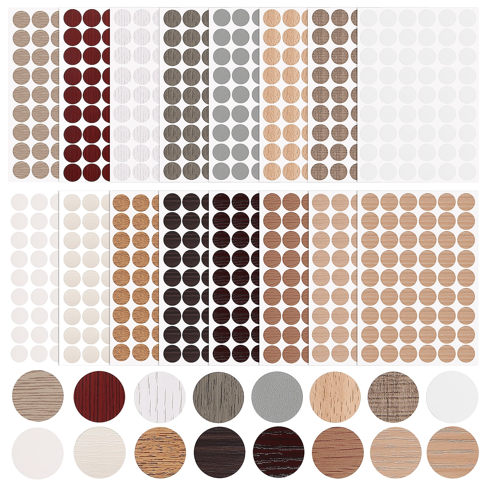 REACHISE 15 Sheets Screw Hole Stickers Furniture Hole Covers Wood ...