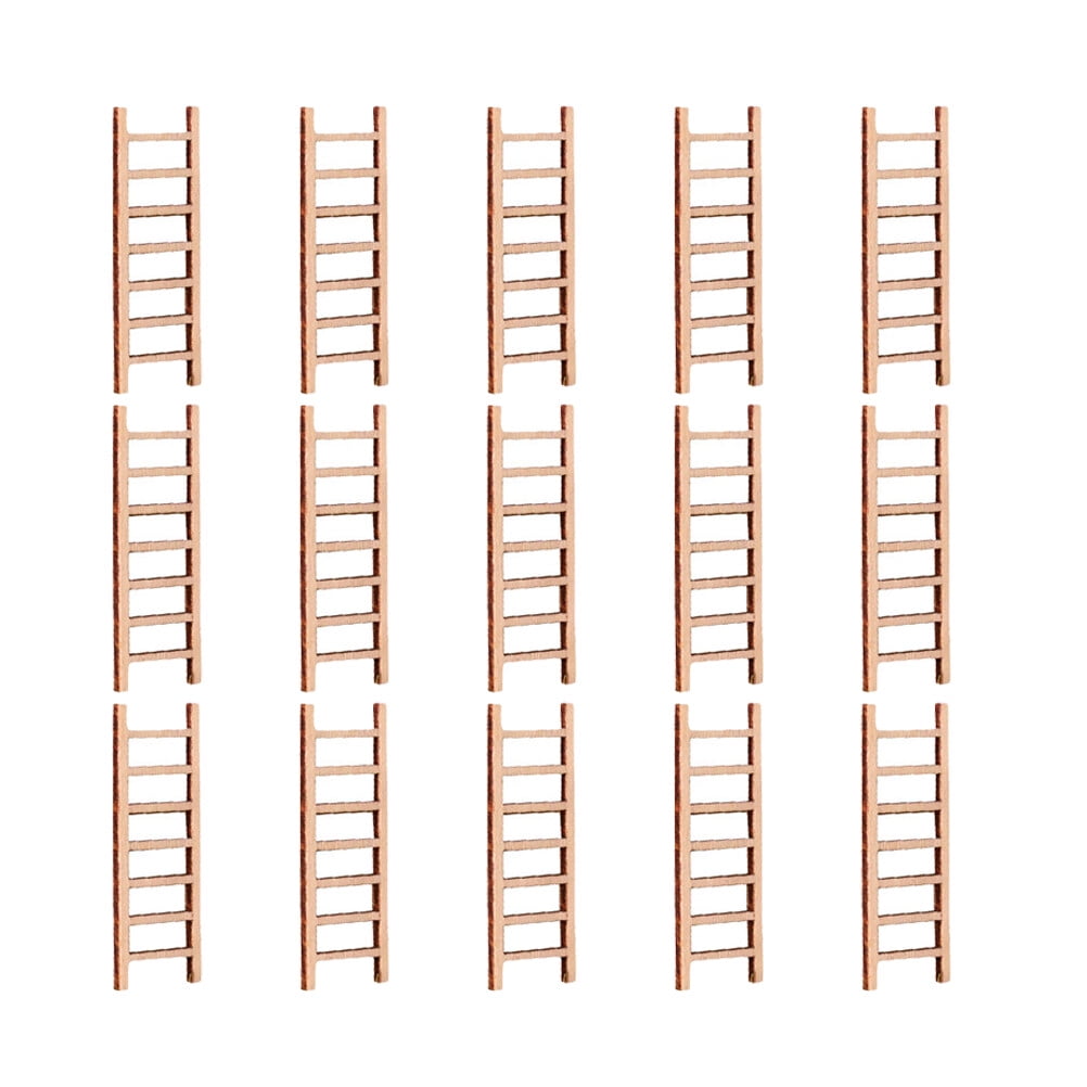 REACHISE 15PCS Wooden Mini Ladders Doll House Furniture Staircase Model ...