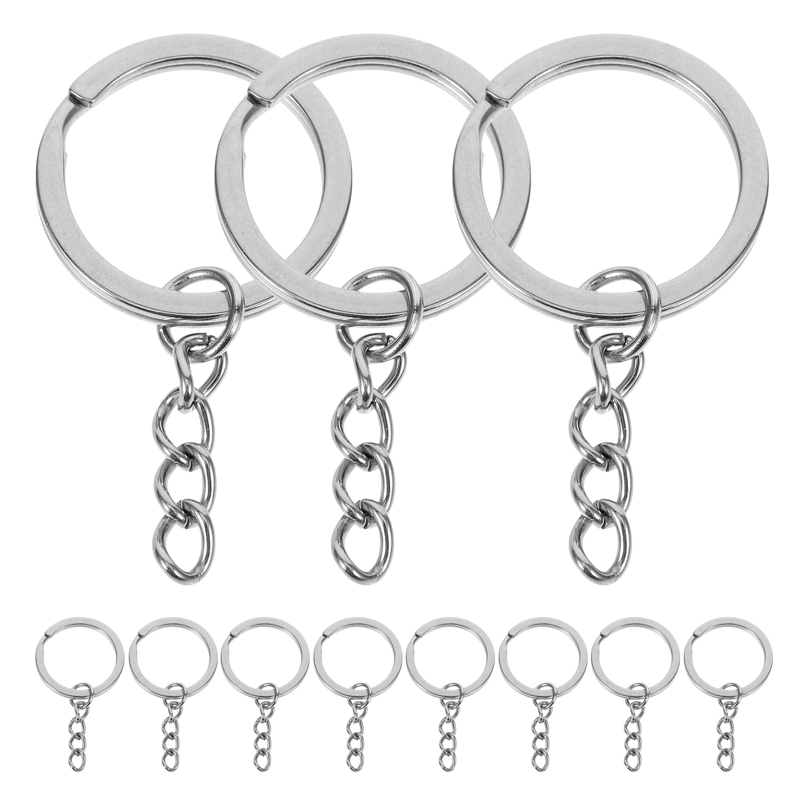 REACHISE 20Pcs Flat Round Key Rings Metal Keychain Rings Metal Round ...