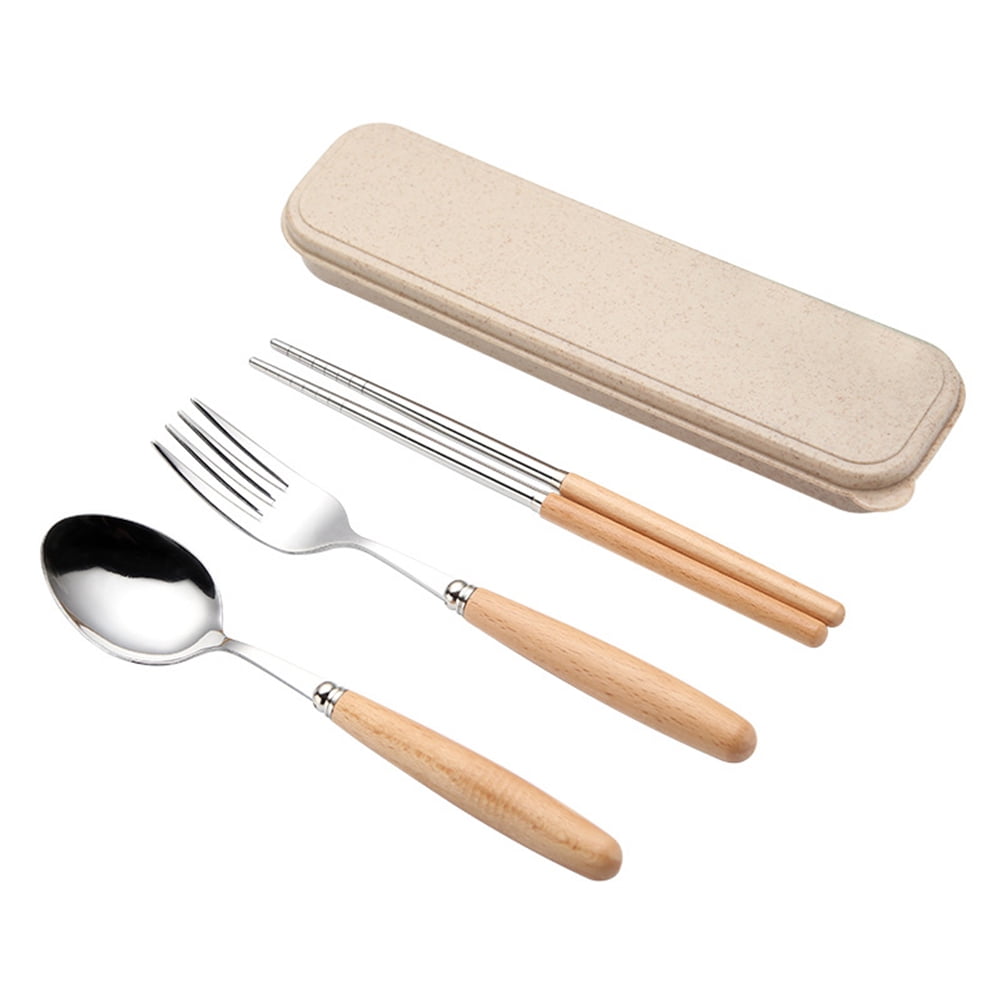 REACHISE 3pc Portable Stainless Steel Utensil Set with Case for Camping ...