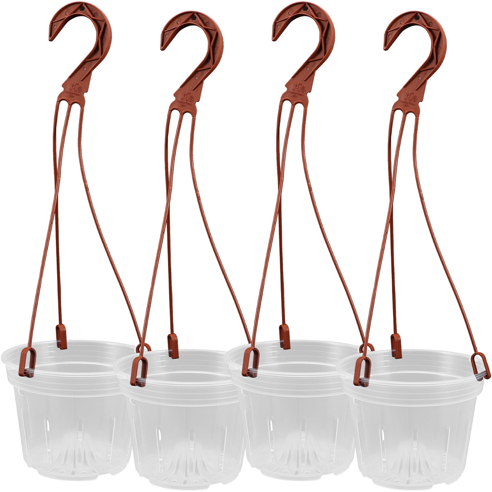REACHISE 4 Plastic Hanging Plant Pots with Hooks for Balcony, Lawn ...