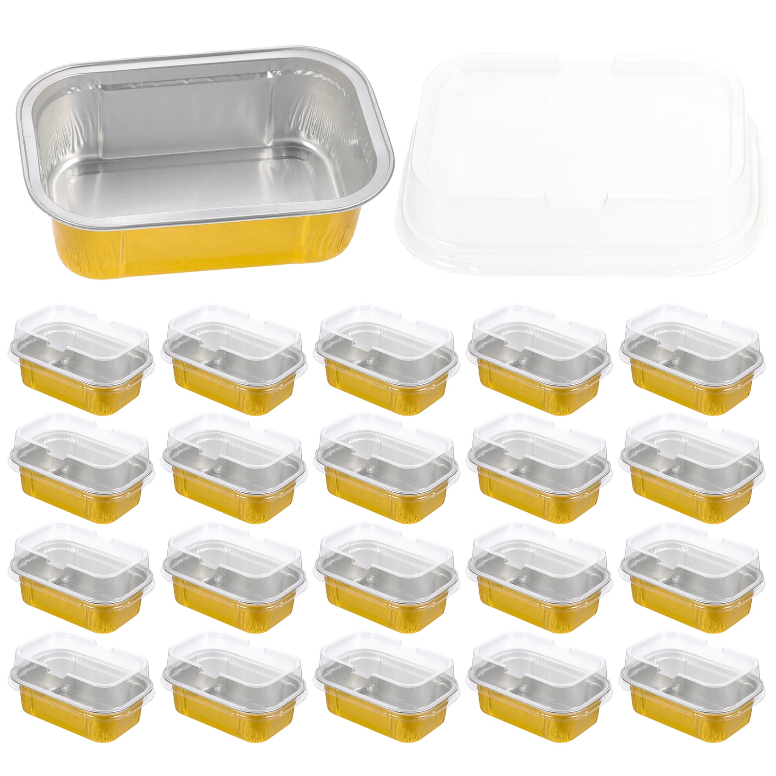 REACHISE 50Pcs Aluminum Foils Food Containers Compact Food Boxes ...