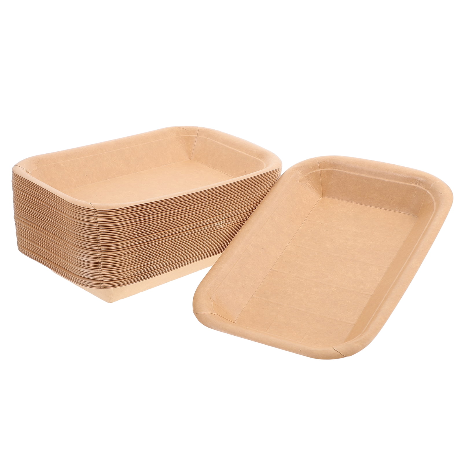 REACHISE 50pcs Disposable Barbecue Tray Food Trays Paper Plates For ...