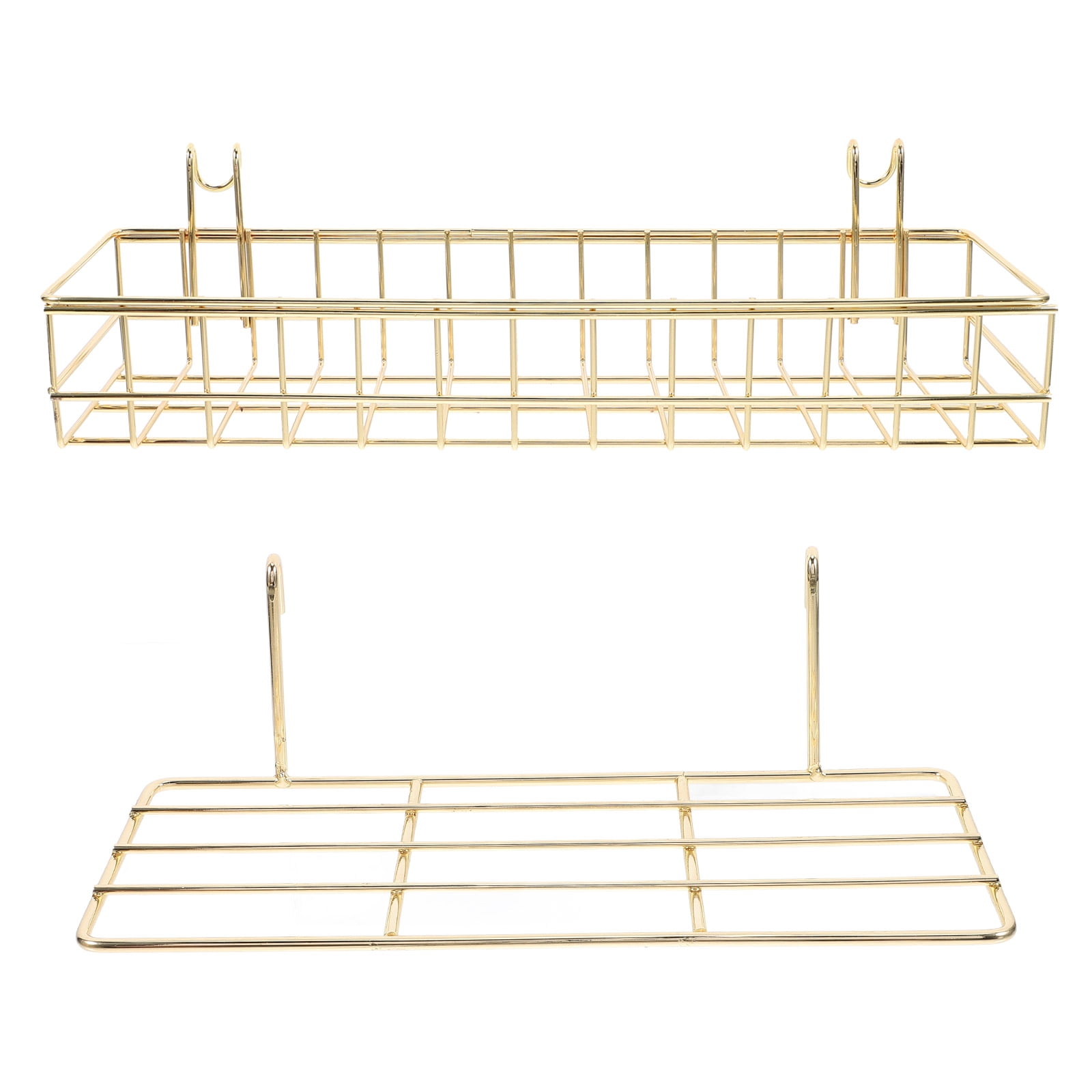REACHISE Gold Wire Basket Grid Wall Shelves - 2pcs Wall Mounted Hanging ...