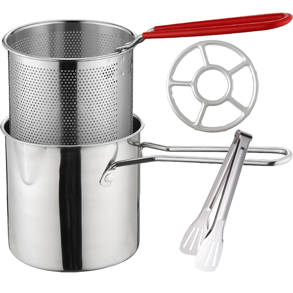REACHISE Stainless Steel Mini Deep Fryer Pot with Basket and Skimmer ...