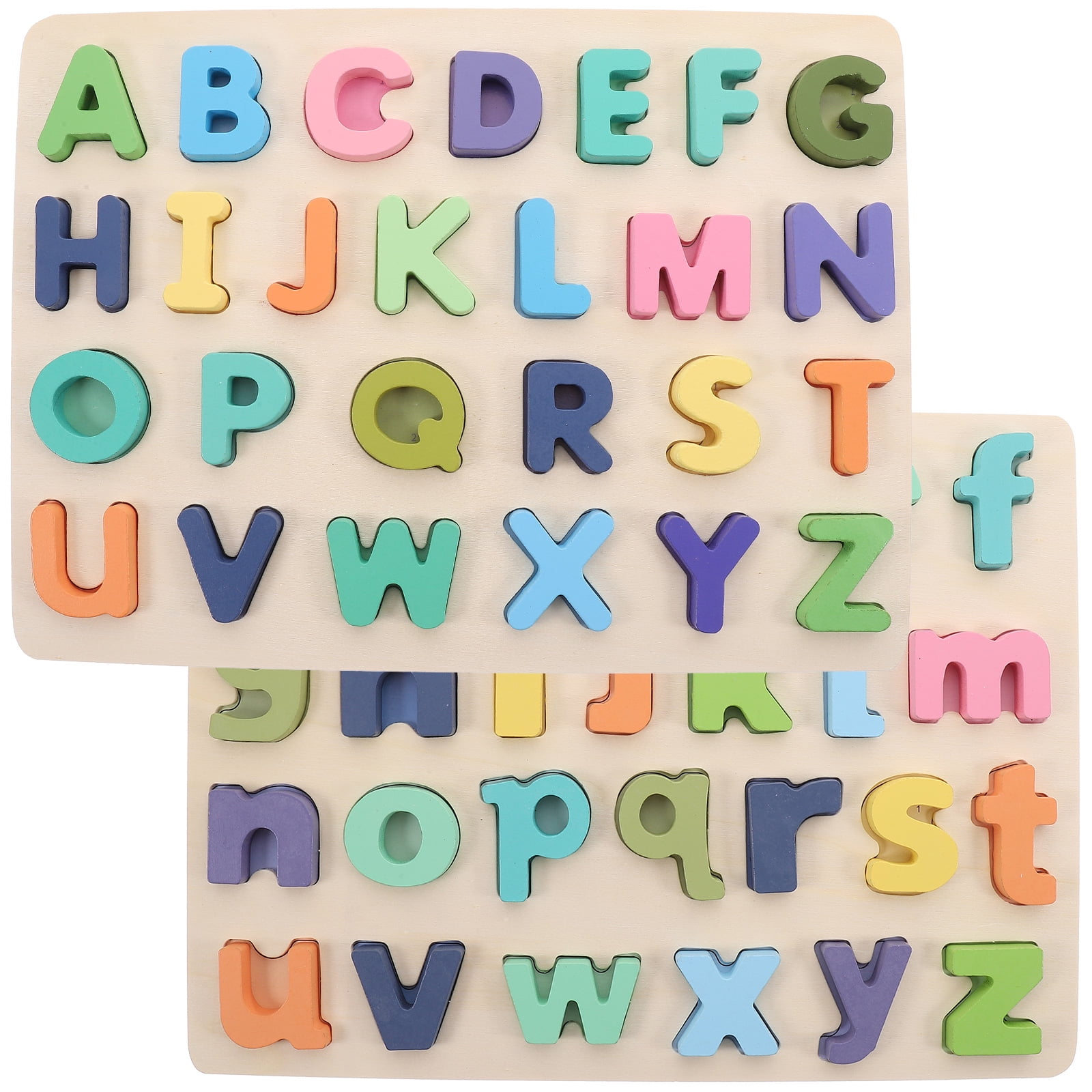 REACHISE Wooden Alphabet Puzzle Set for Kids - ABC Blocks Matching Game ...