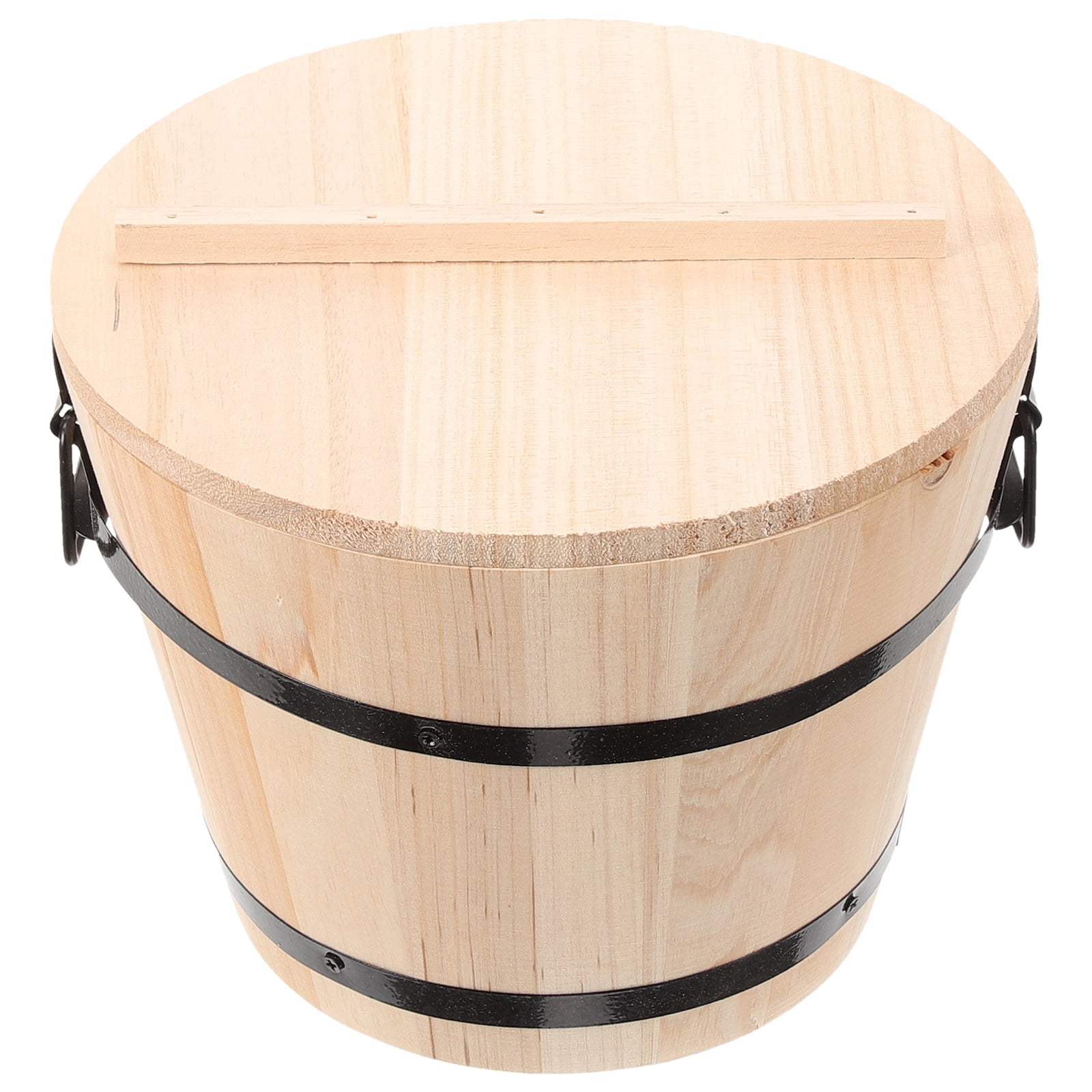 GOOHOCHY Wooden Rice Bucket with Lid for Kitchen Storage Use Light ...