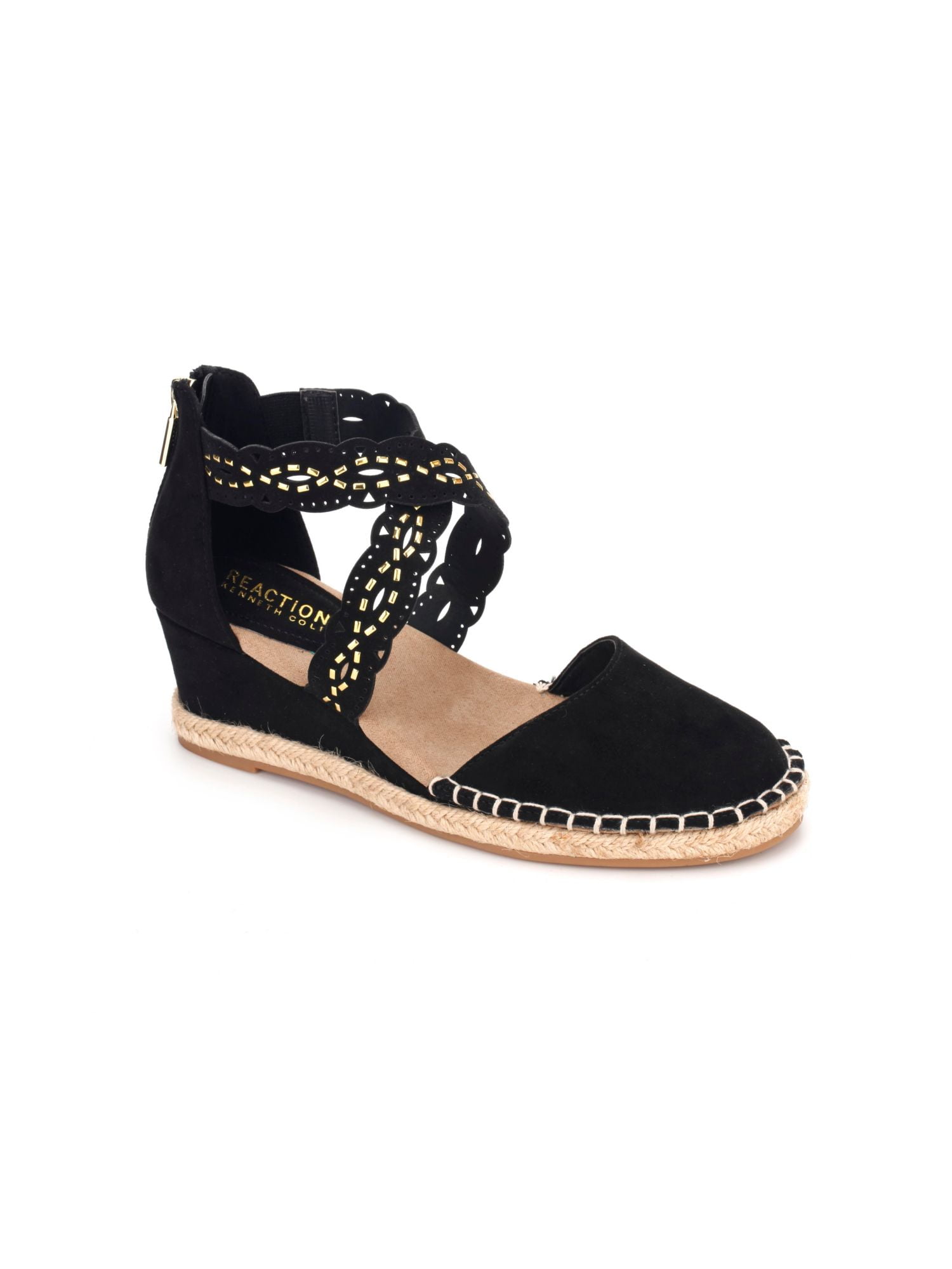 REACTION KENNETH COLE Womens Black Laser Cut Goring Embellished Clo X ...