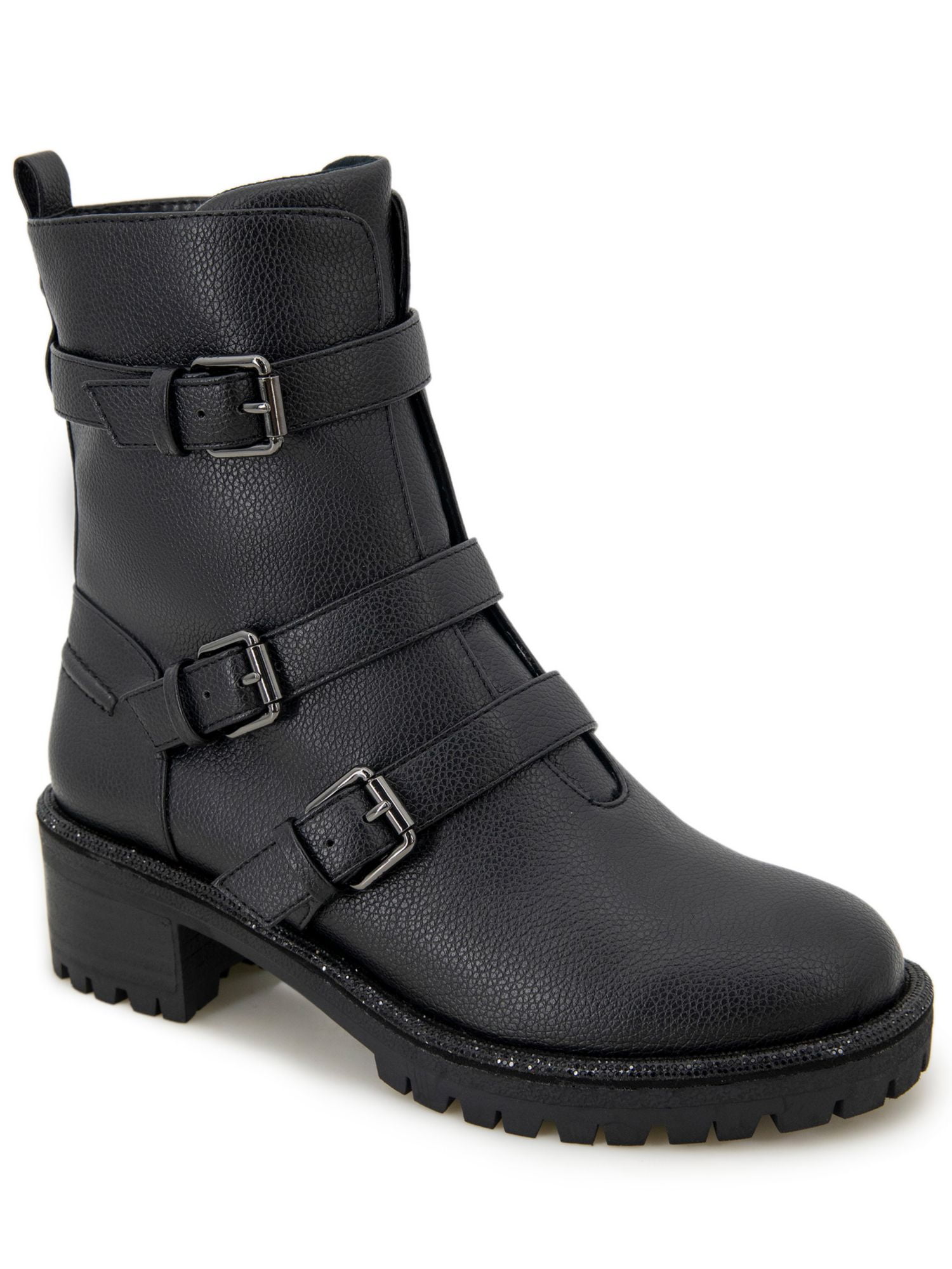 REACTION KENNETH COLE Womens Black Pull Tab Padded Buckle Accent Lug ...