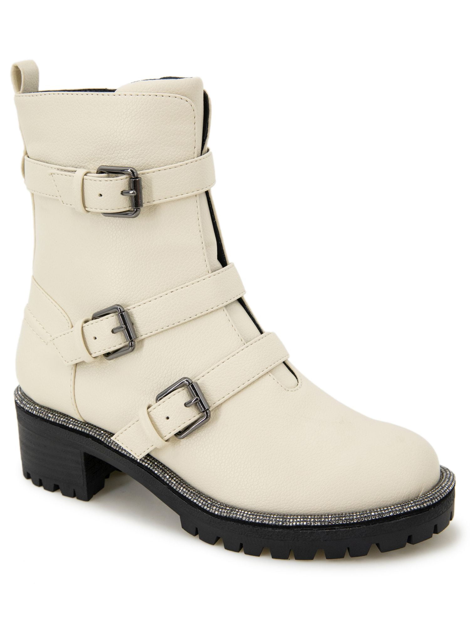 REACTION KENNETH COLE Womens Ivory Buckle Accent Embellished Tate Round ...