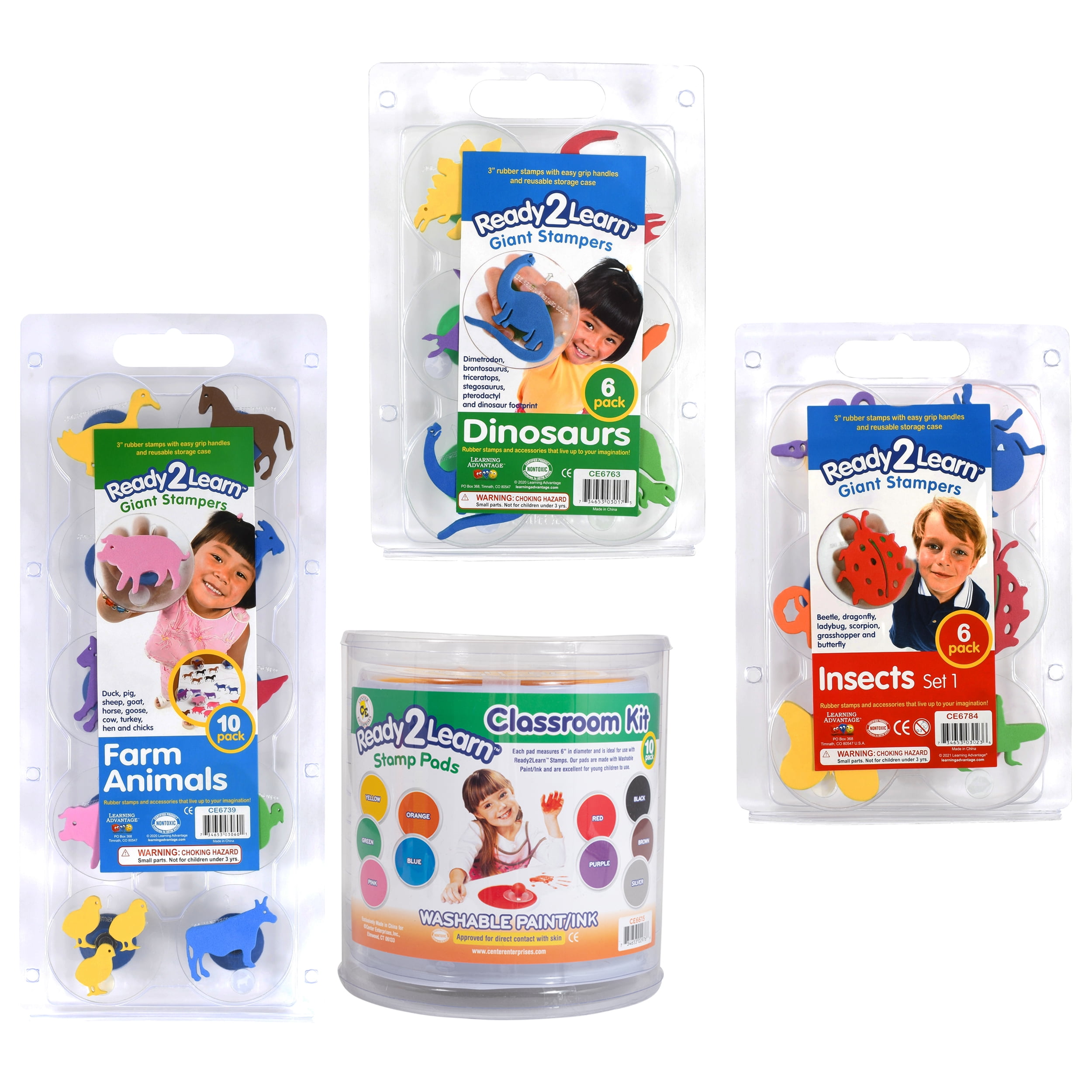 READY 2 LEARN Giant Stampers & Stamp Pad Kit - 22 Stampers - 10 Stamp ...
