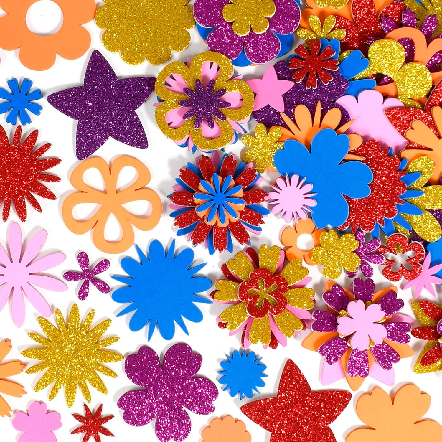 READY 2 LEARN Glitter Foam Stickers | Stacking Flowers | Pack of 144 ...